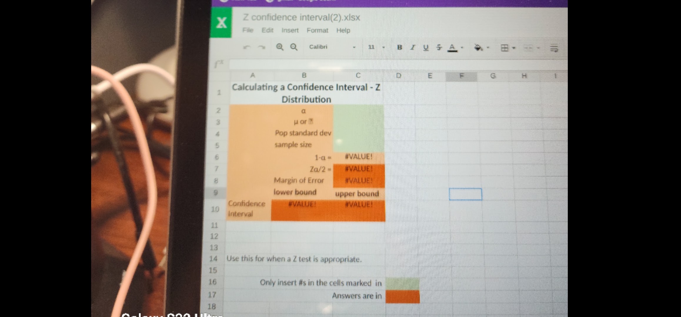 Z confidence interval (2),xisx Fle Edit insert Format | Chegg.com