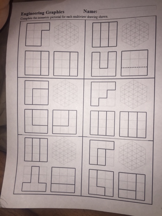Solved Complete the isometric pictorial for each multiview | Chegg.com