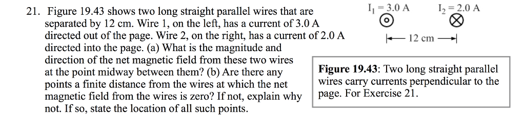 Solved 21. Figure 19.43 shows two long straight parallel | Chegg.com