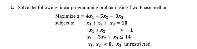 Solved 2. Solve the following linear programming problem | Chegg.com