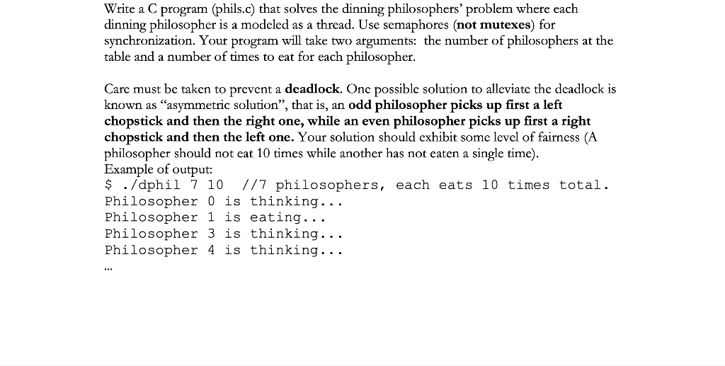 Solved Dinning Philosophers' problem The dinning | Chegg.com