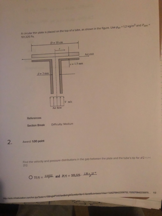 Solved A circular thin plate is placed on the top of a tube, | Chegg.com