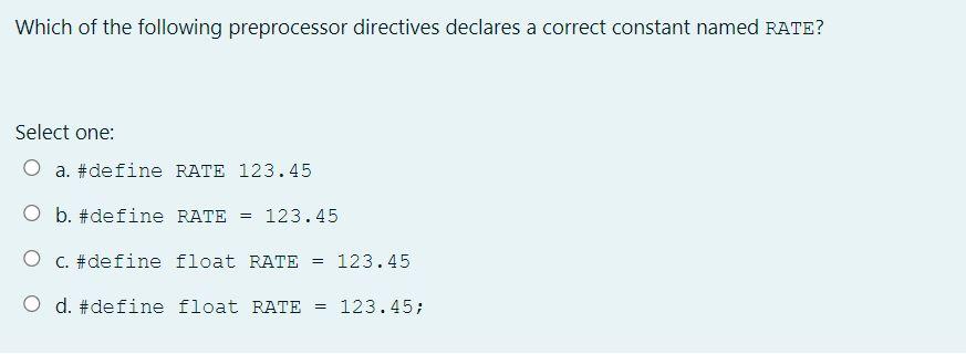 Solved Which of the following preprocessor directives | Chegg.com