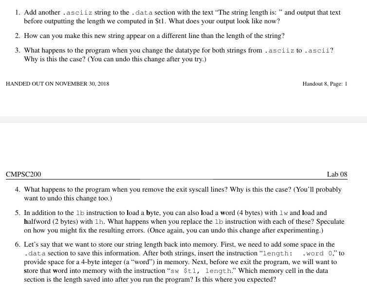 Using StringLength.asm .data str: .asciiz | Chegg.com