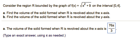 Solved Consider the region R bounded by the graph of fx)x+9 | Chegg.com