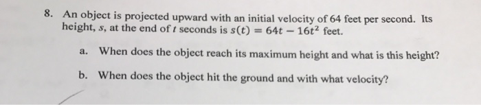 Solved An object is projected upward with an initial | Chegg.com