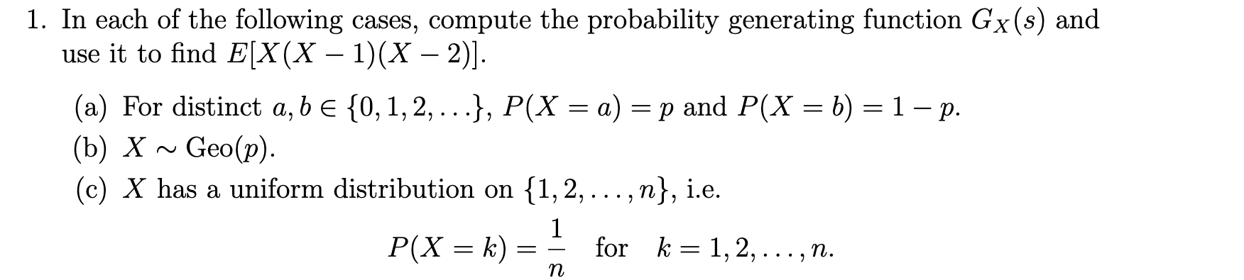 Solved 1. In each of the following cases, compute the | Chegg.com