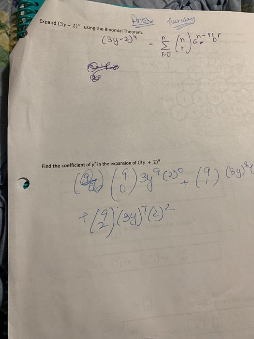 Solved Expand (3y-2)' uunsda using the Binomial Theorem. | Chegg.com