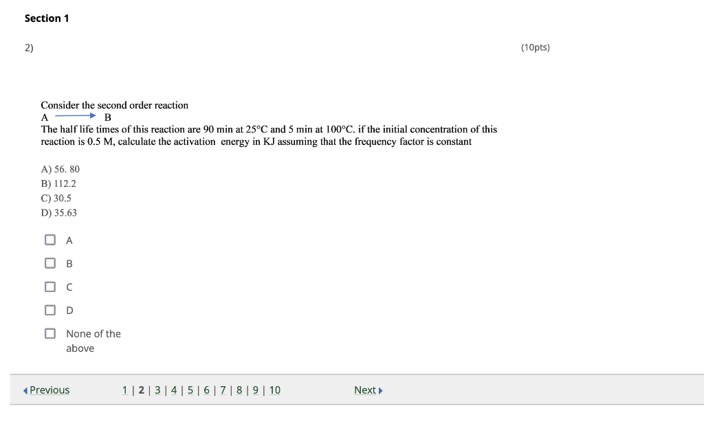 Solved Section 1 2) (10pts) Consider the second order | Chegg.com