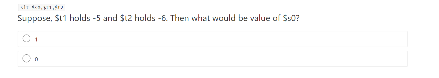 Solved slt $50,$t1,$t2 Suppose, $t1 holds -5 and $t2 holds | Chegg.com