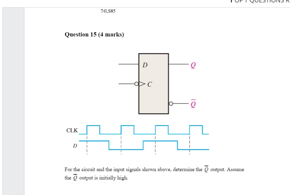 Solved Question 15 (4 marks) For the circuit and the input | Chegg.com