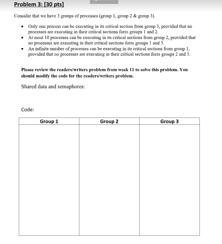 Solved Problem 3: [30 pts] Consider that we have 3 groups of | Chegg.com