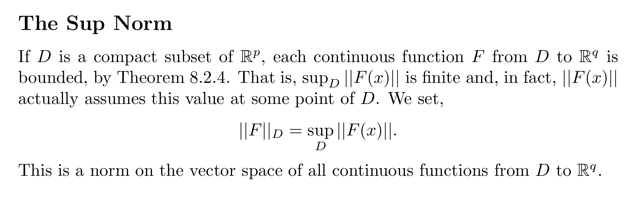Solved The Sup Norm If D is a compact subset of RP, each | Chegg.com