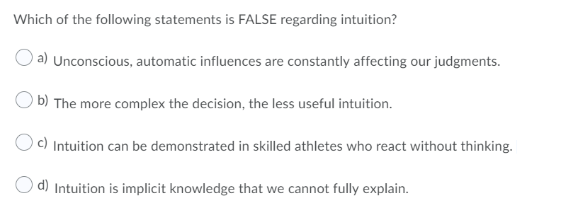 Solved Which of the following statements is FALSE regarding | Chegg.com