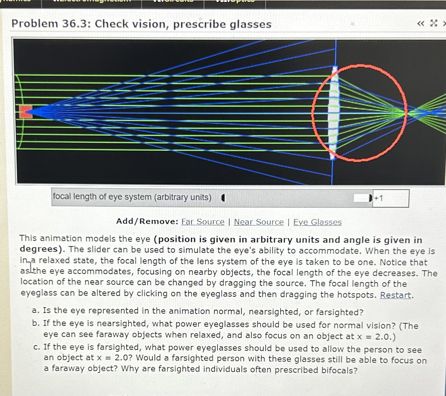 Solved Problem 36.3: Check vision, prescribe glasses 《 \\( 2 | Chegg.com