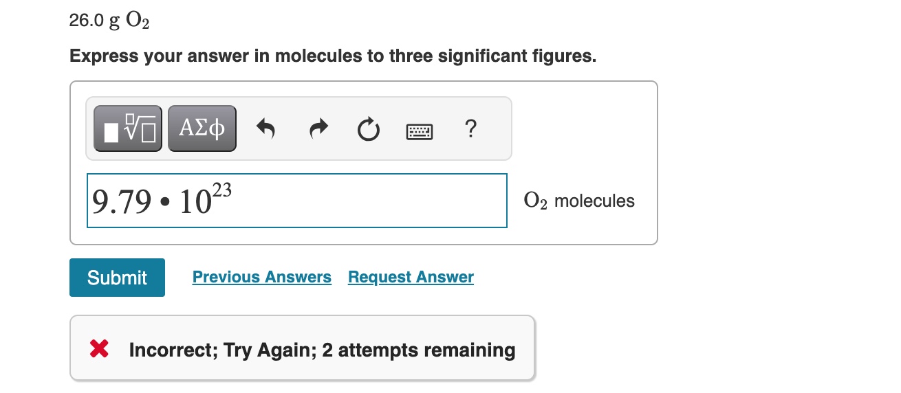 Solved Express your answer in molecules to three significant | Chegg.com