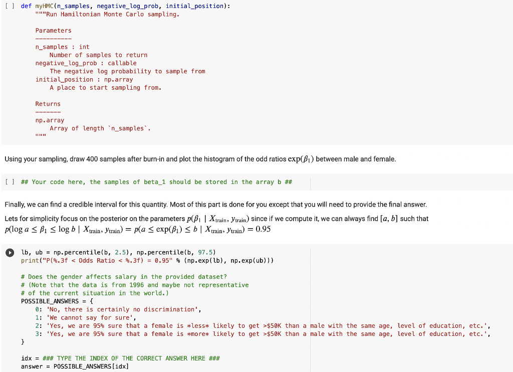 Develop your own MCMC implementation The goal of this | Chegg.com