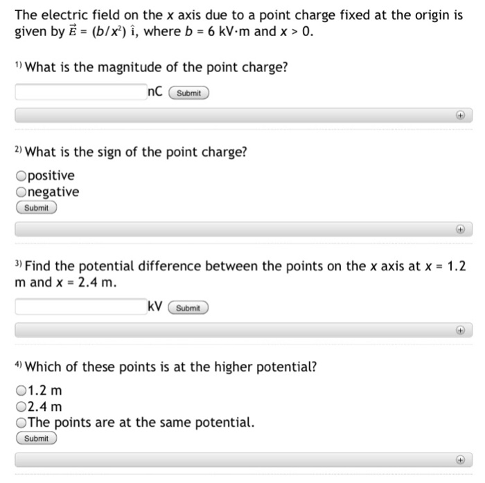 Solved The electric field on the x axis due to a point | Chegg.com