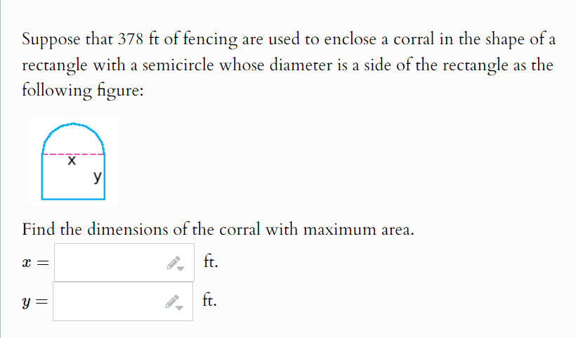 Solved Suppose that 378 ft of ﻿fencing are used to ﻿enclose | Chegg.com
