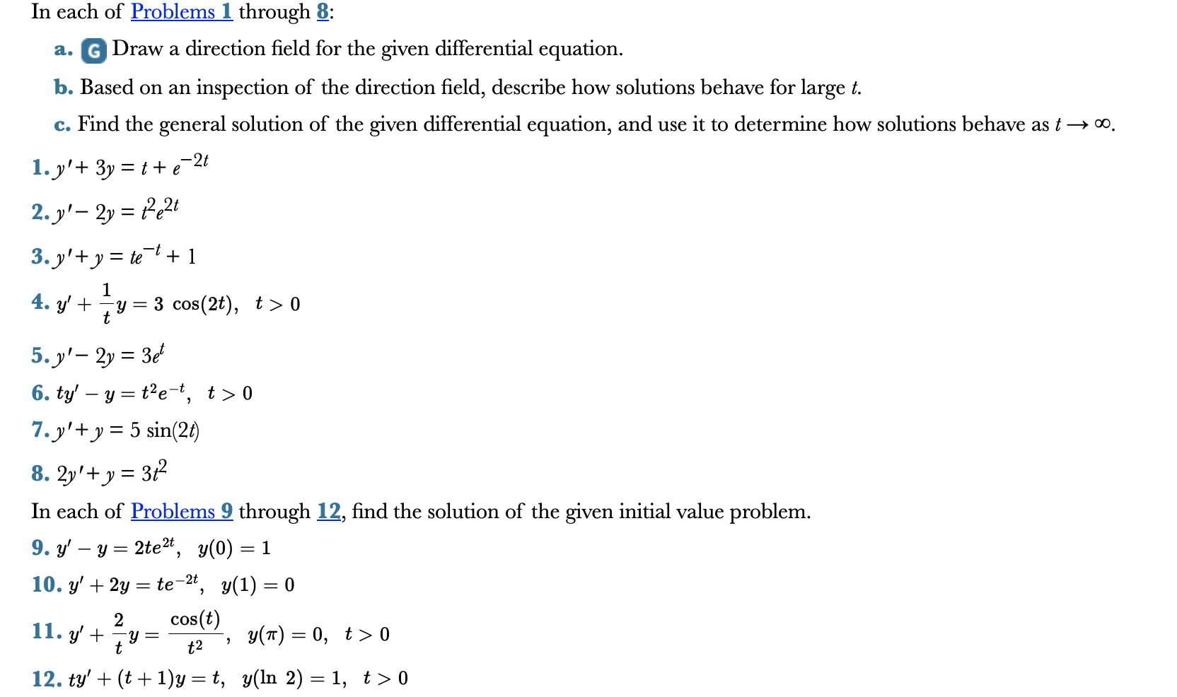 Solved In each of Problems 1 through 8 : a. G Draw a | Chegg.com