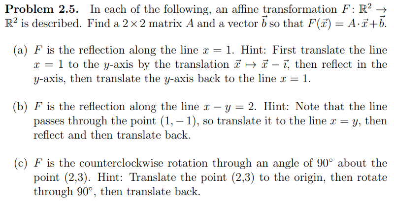 Solved Problem 2.5. In each of the following, an affine | Chegg.com