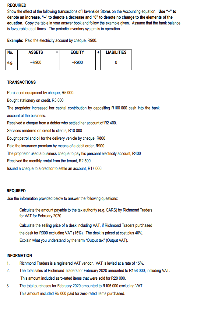 Solved REQUIRED Show the effect of the following | Chegg.com