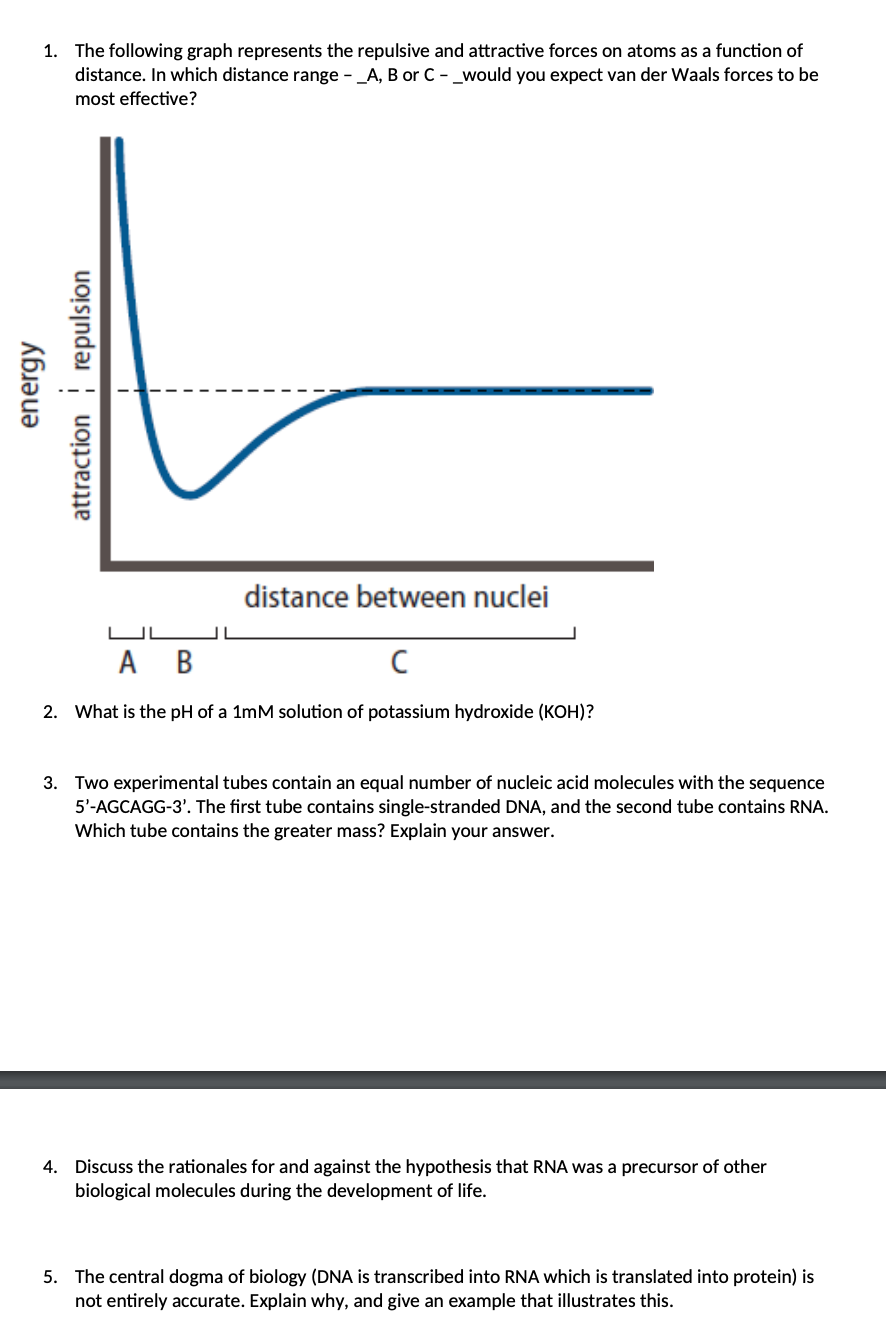 Solved 1. The following graph represents the repulsive and | Chegg.com