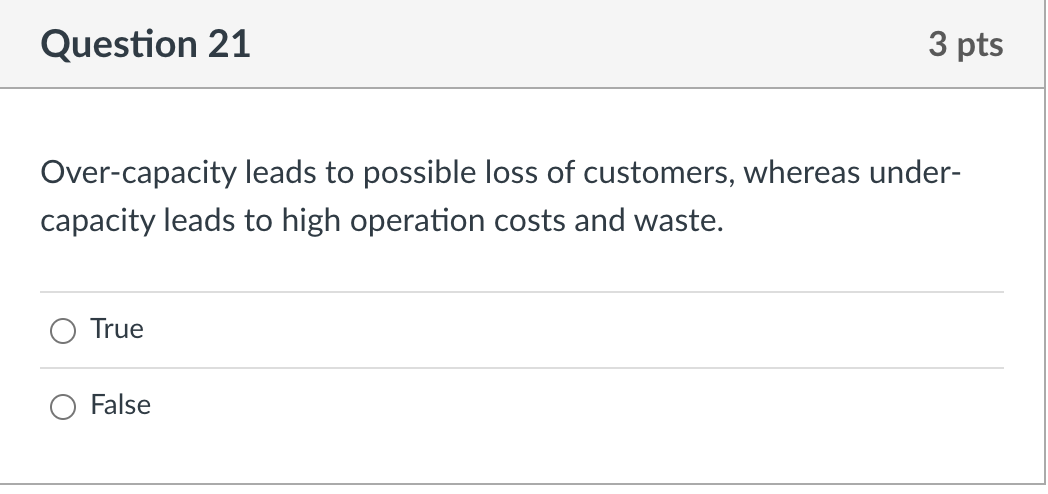 Solved Over-capacity leads to possible loss of customers, | Chegg.com