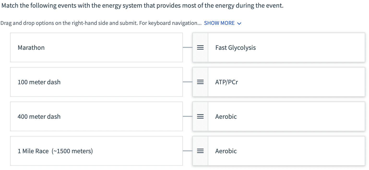 Solved Match the following events with the energy system | Chegg.com