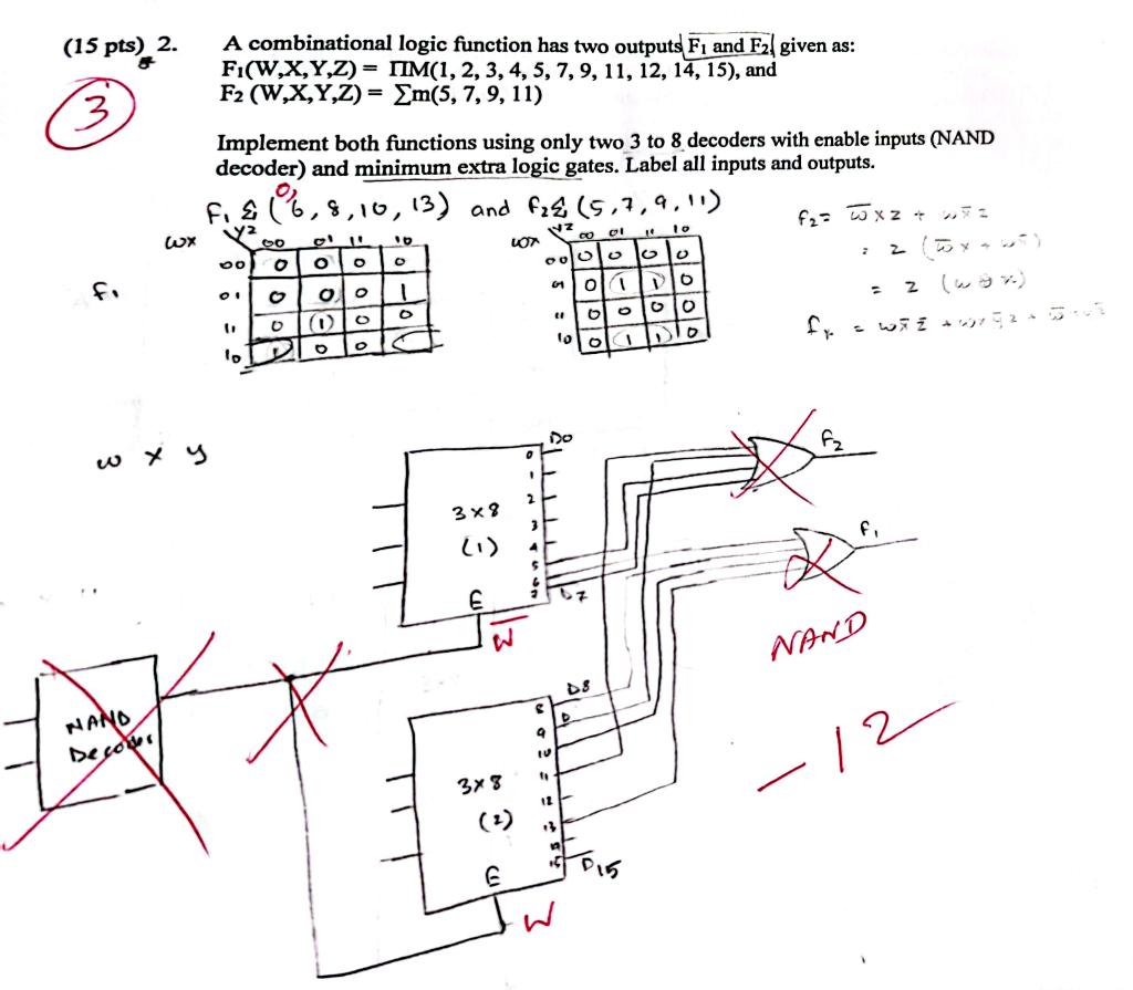 Solved A combinational logic function has two outputs Fˉ1 | Chegg.com