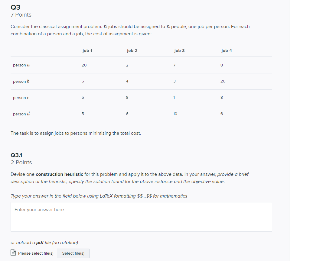 Solved Q3 7 Points Consider the classical assignment | Chegg.com