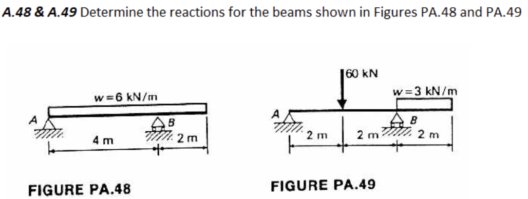 Solved A.48 \& A.49 Determine the reactions for the beams | Chegg.com