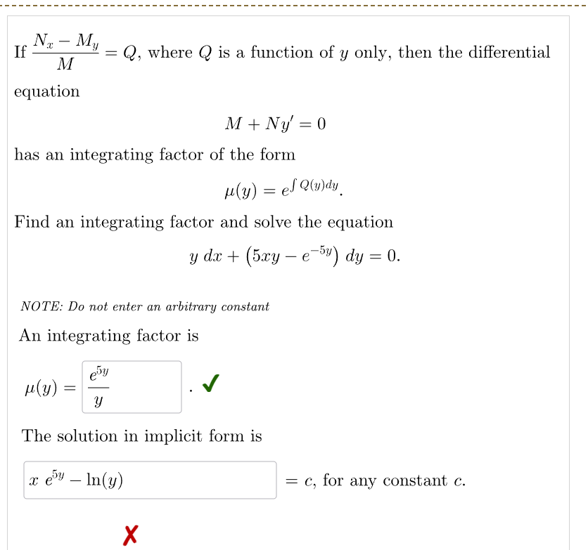 Solved If Nx-MyM=Q, ﻿where Q ﻿is a function of y ﻿only, then | Chegg.com
