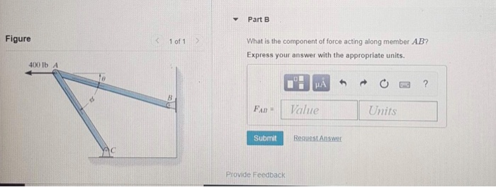 Solved PartA 90') for strut AB so that the 400 lb horizontal | Chegg.com