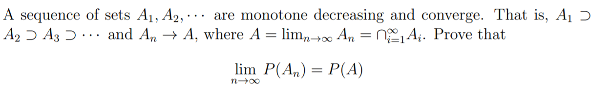 Solved A sequence of sets A1, A2, ... are monotone | Chegg.com