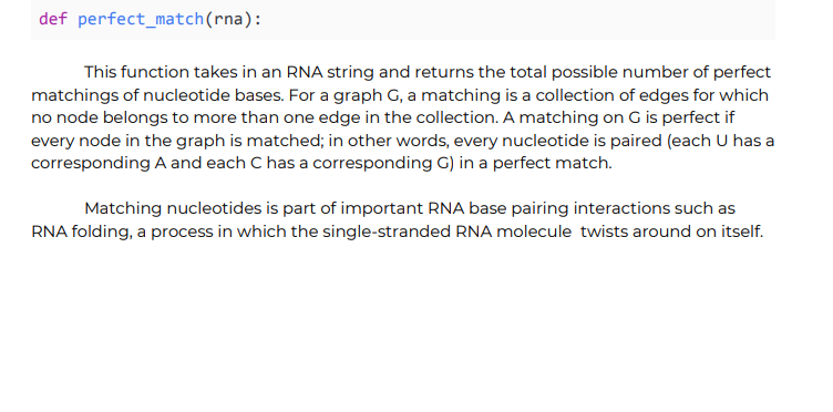 Solved def perfect_match(rna): This function takes in an RNA | Chegg.com