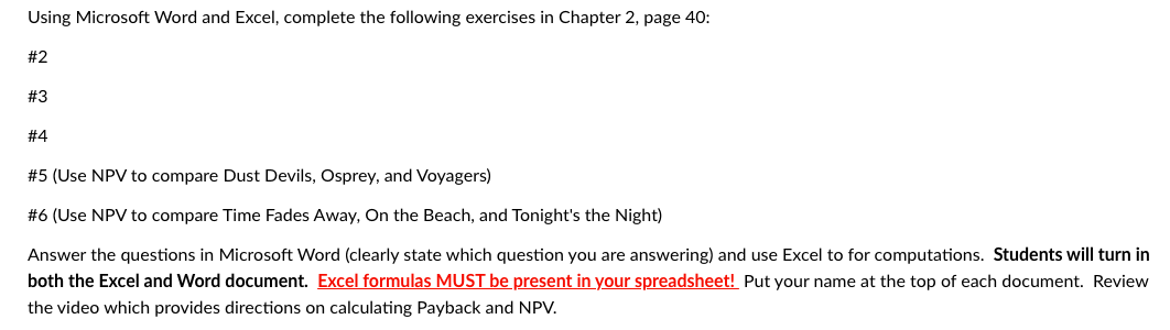 Solved Using Microsoft Word and Excel, complete the | Chegg.com