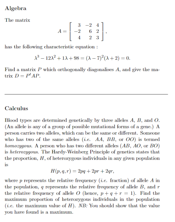 Solved The matrix A=⎣⎡3−24−262423⎦⎤ has the following | Chegg.com