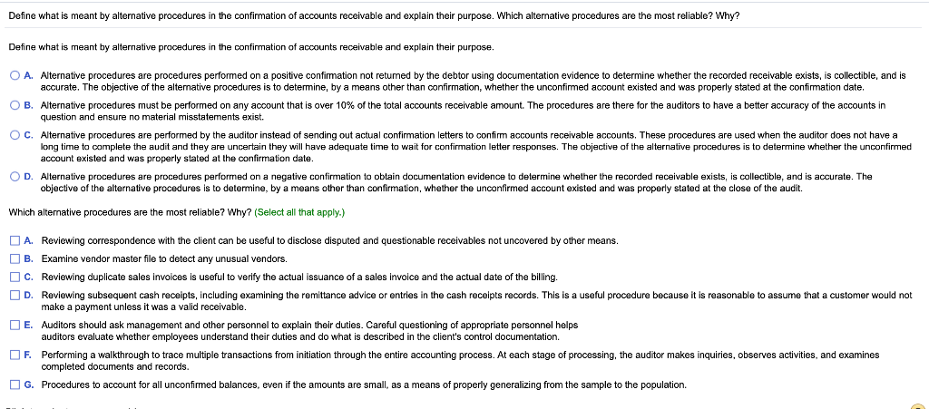 Solved Define what is meant by alternative procedures in the | Chegg.com
