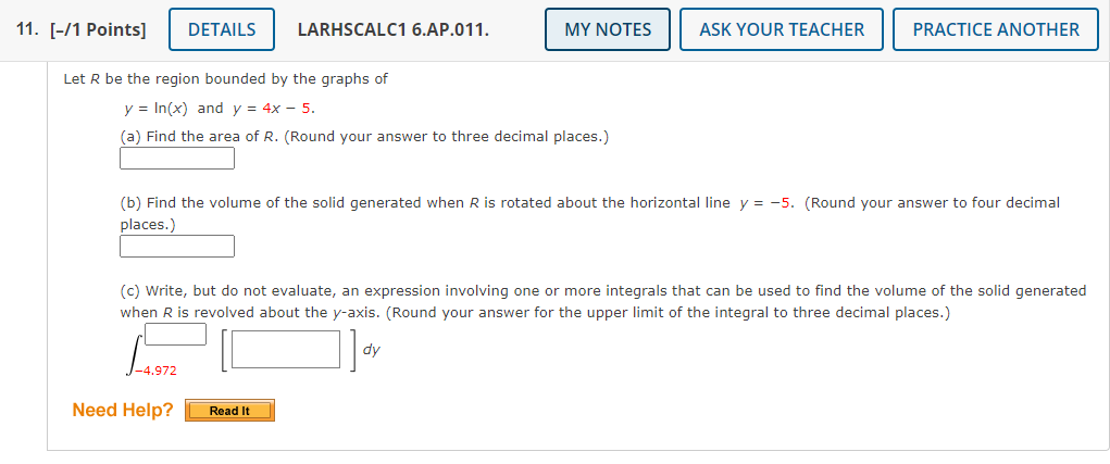 Let R be the region bounded by the graphs of y=ln(x) | Chegg.com