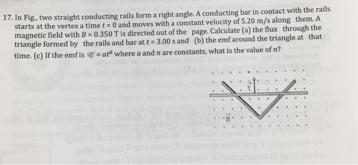 Solved 17. In Fig, two straight conducting rails form a | Chegg.com