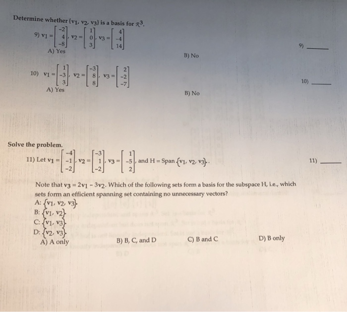 Solved Determine whether (v1, v2, v3) is a basis for R3 14 | Chegg.com