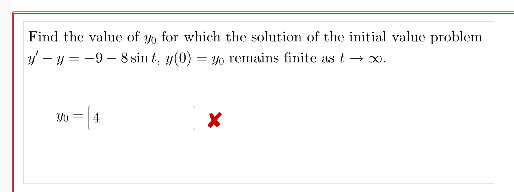 Solved Find the value of y0 for which the solution of the | Chegg.com