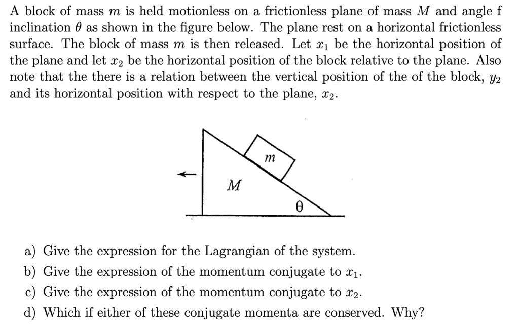 Solved A block of mass m is held motionless on a | Chegg.com