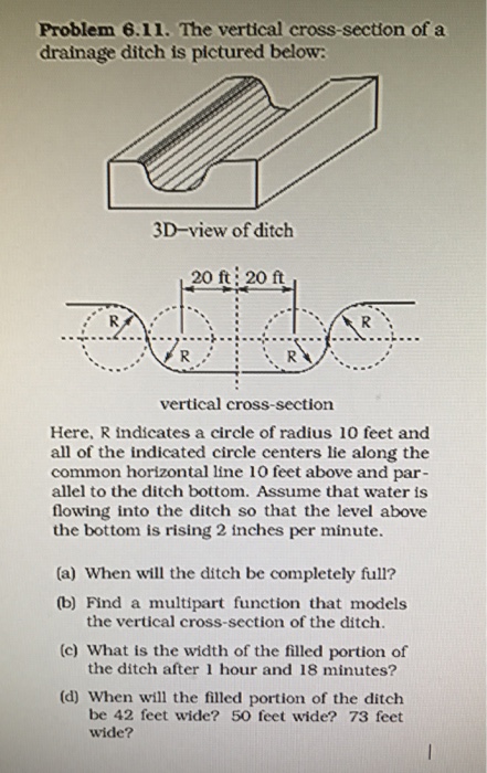 Solved The vertical cross-section of a drainage ditch is | Chegg.com