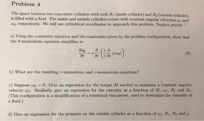 Solved The space between two concentric cylinders with radii | Chegg.com