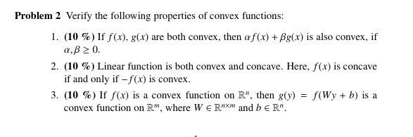 Solved Problem 2 Verify the following properties of convex | Chegg.com