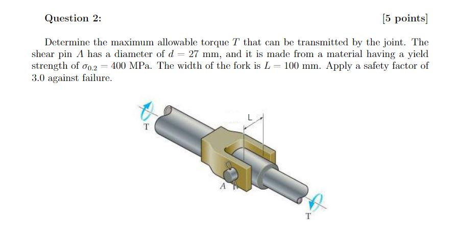 Solved Question 2: 5 points] Determine the maximum allowable | Chegg.com