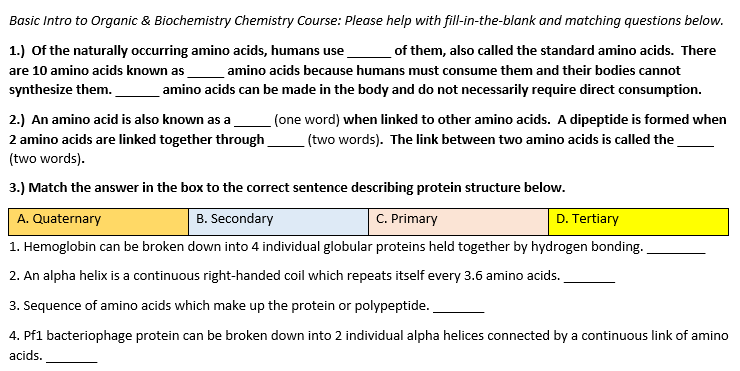 Solved Basic Intro to Organic & Biochemistry Chemistry | Chegg.com