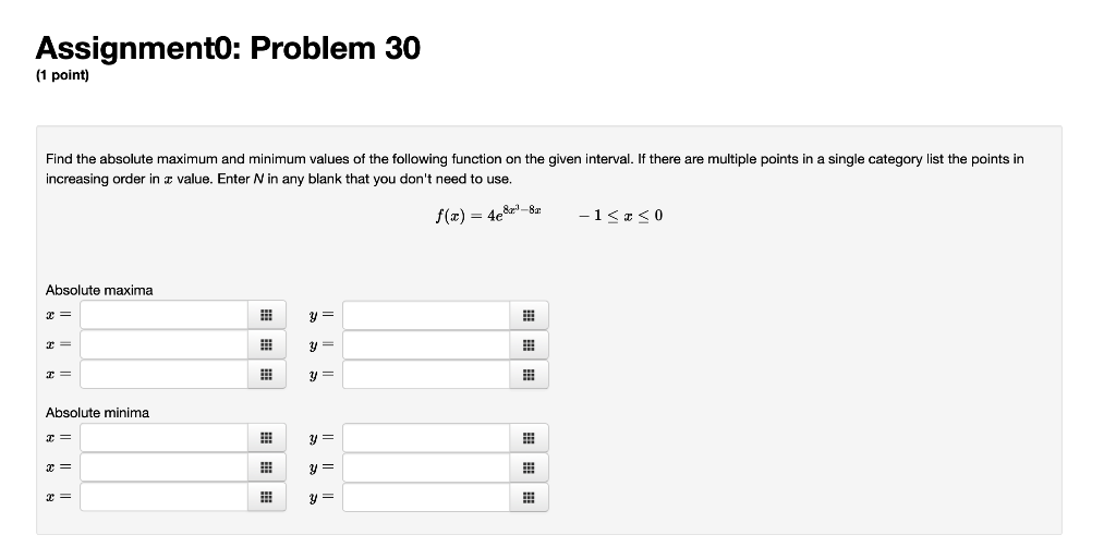 Solved Assignmento: Problem 28 (1 point) Find the absolute | Chegg.com